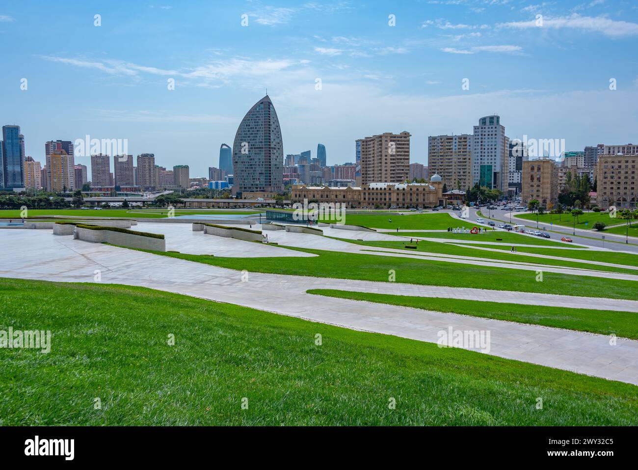 Cityscape of Baku viewed from Heydar Aliyev Centre, Azerbaijan Stock ...