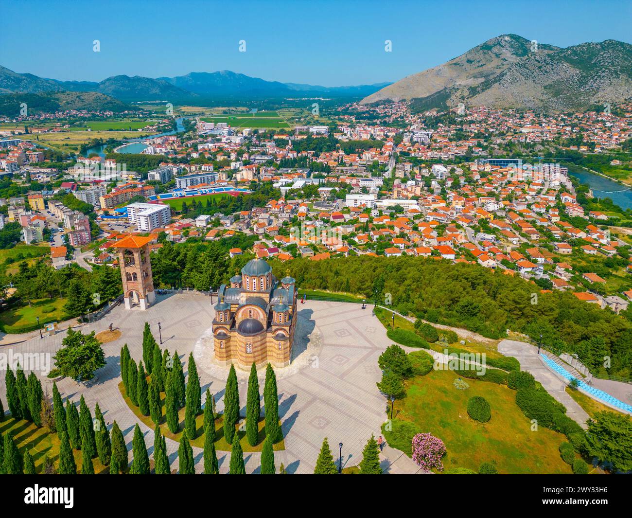 Panorama view of Bosnian town Trebinje and Hercegovacka Gracanica Temple Stock Photo - Alamy
