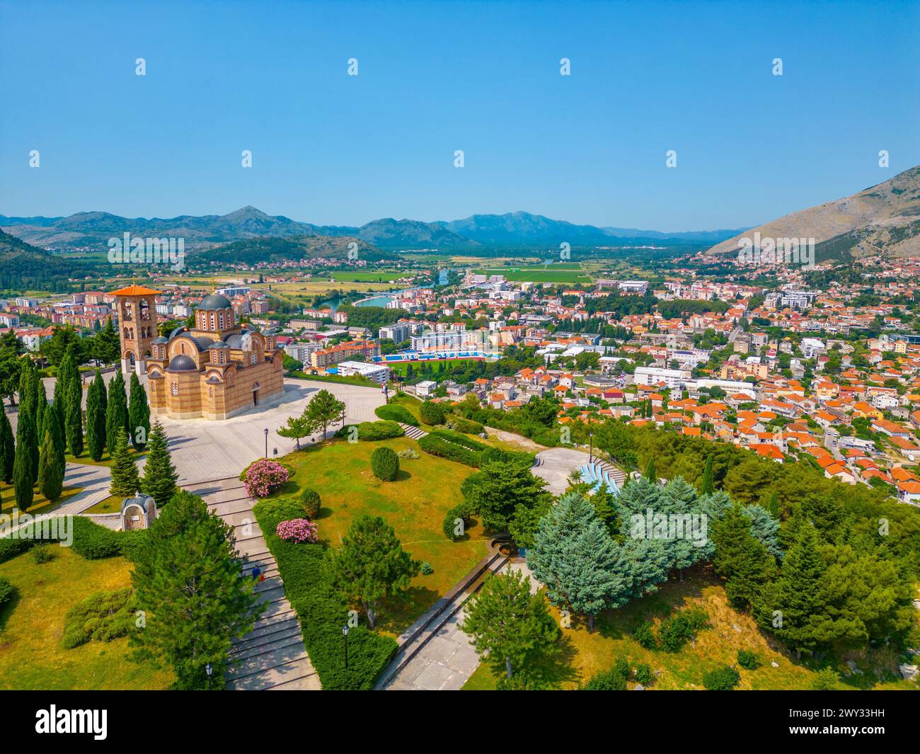 Panorama view of Bosnian town Trebinje and Hercegovacka Gracanica Temple Stock Photo - Alamy
