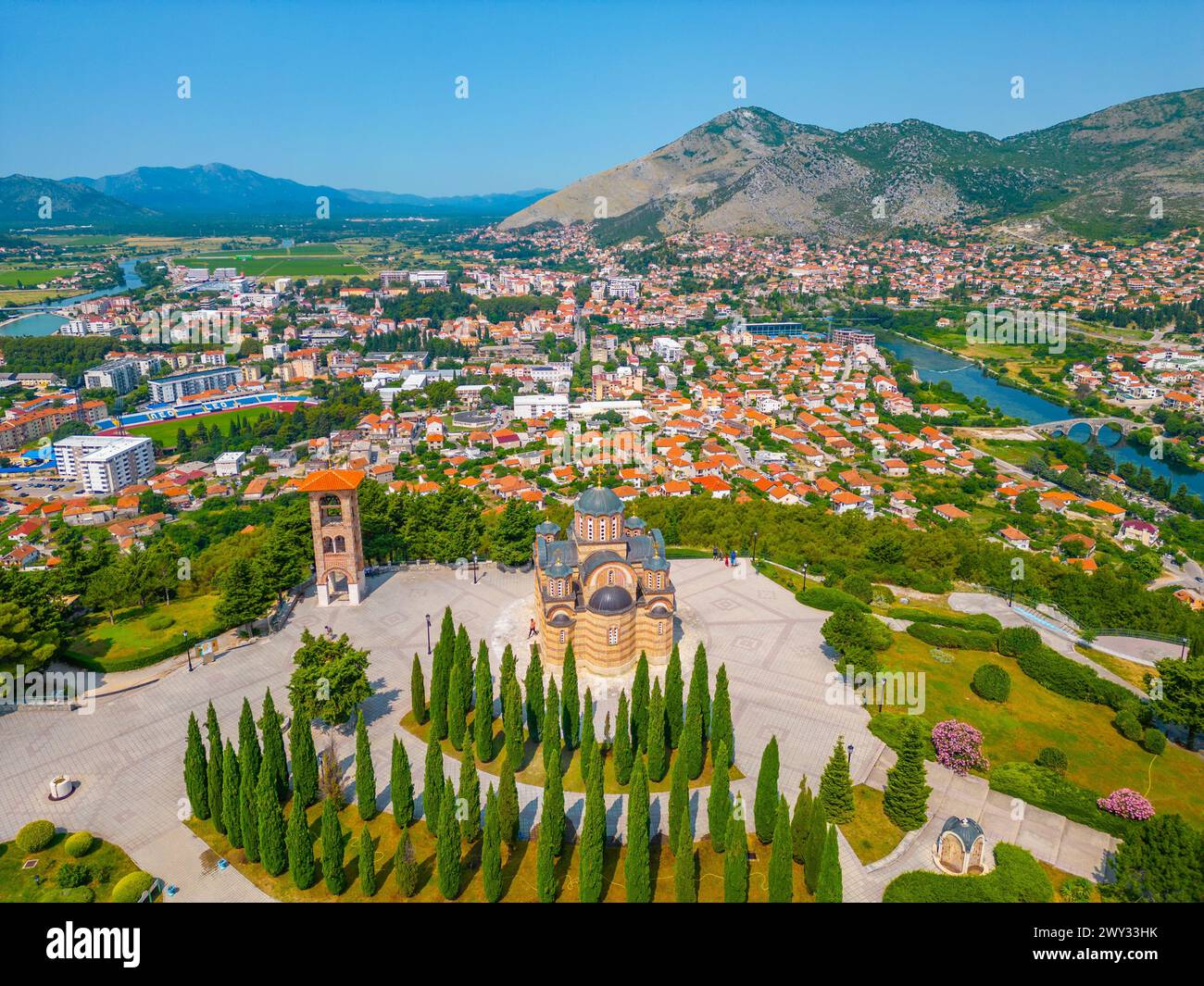 Panorama view of Bosnian town Trebinje and Hercegovacka Gracanica Temple Stock Photo - Alamy