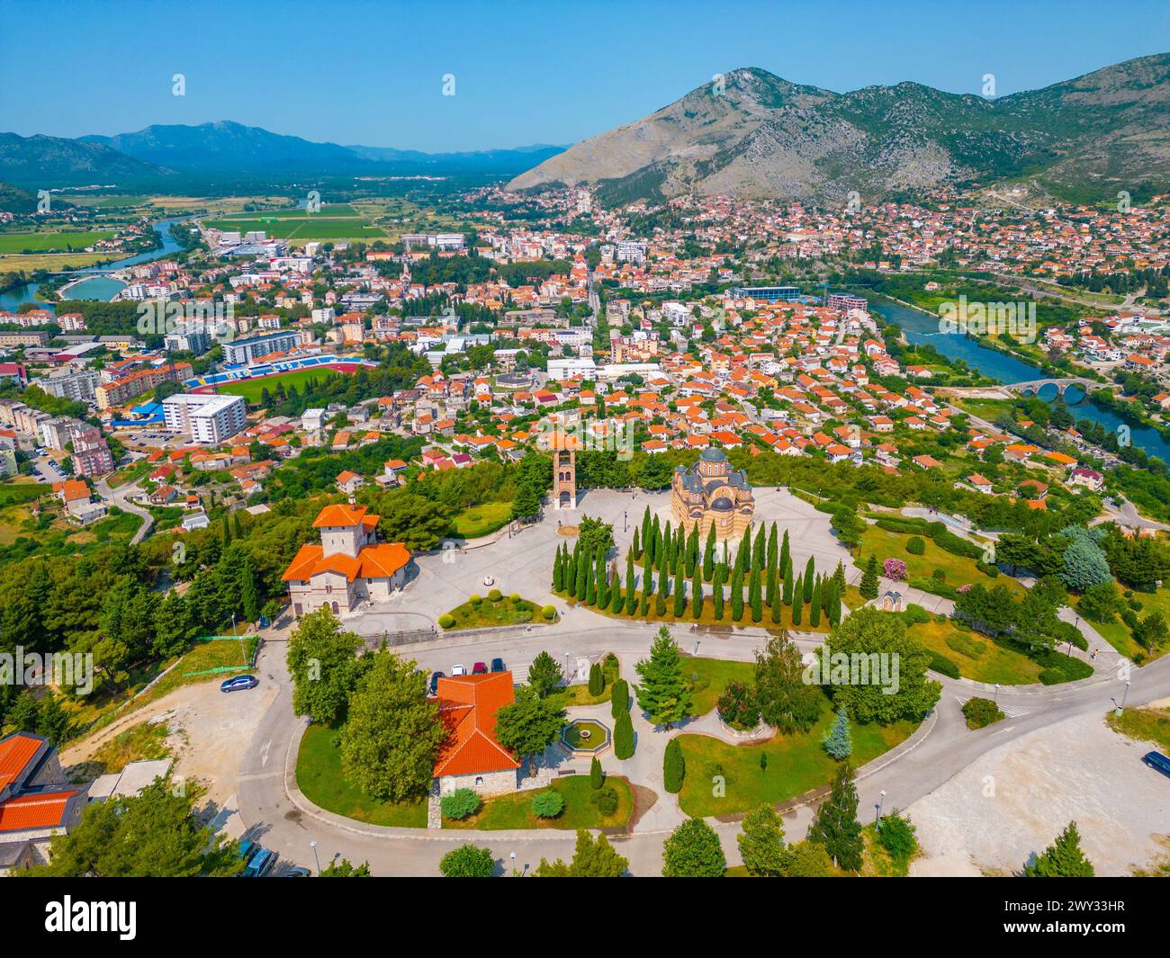 Panorama view of Bosnian town Trebinje and Hercegovacka Gracanica Temple Stock Photo - Alamy