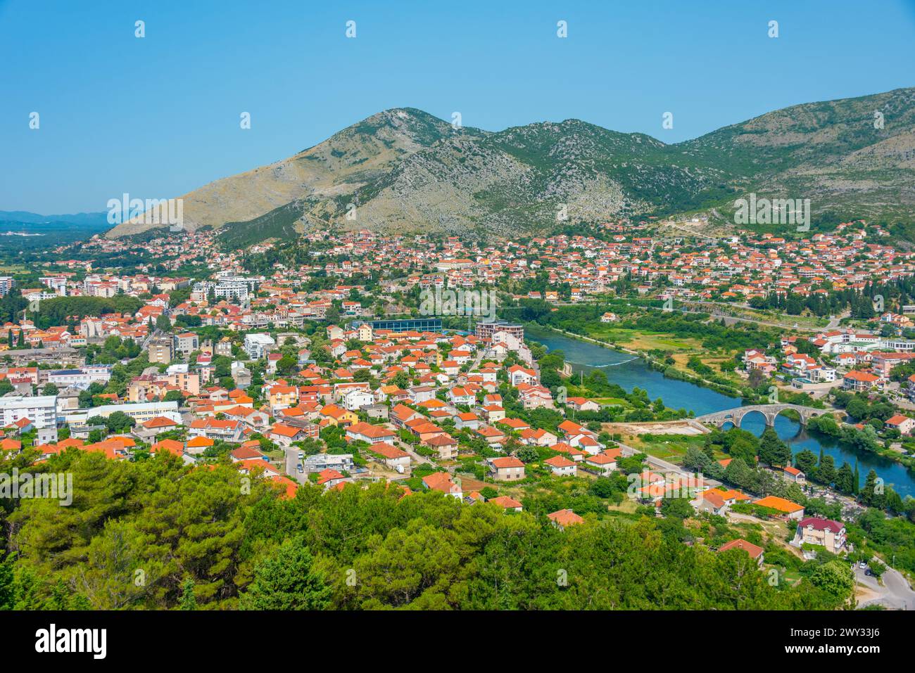 Panorama view of Bosnian town Trebinje Stock Photo - Alamy