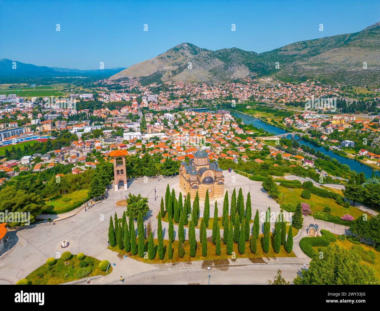 Panorama view of Bosnian town Trebinje and Hercegovacka Gracanica ...
