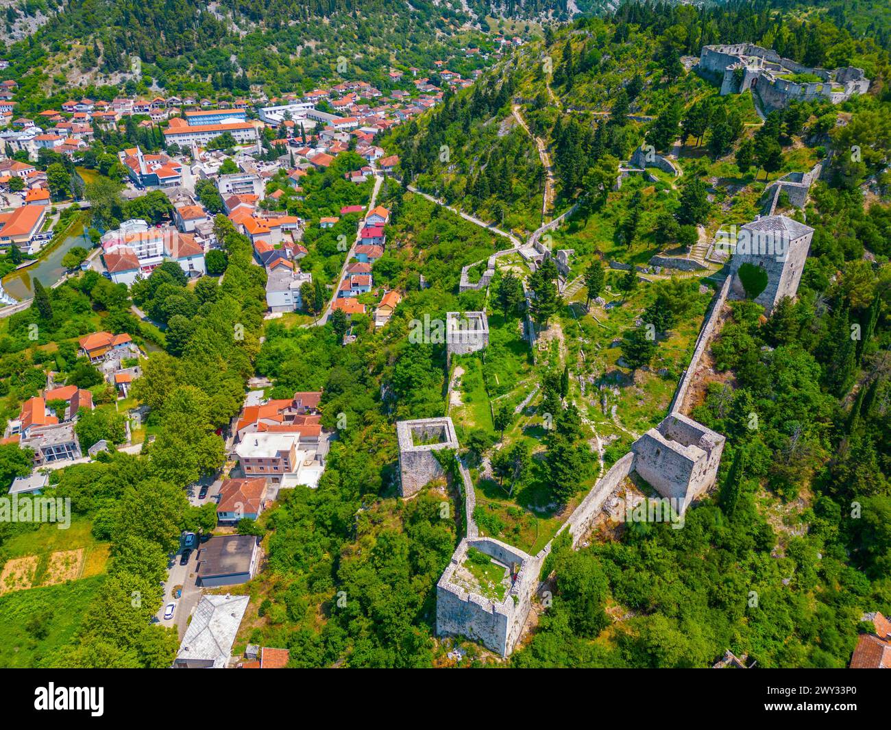 Panorama view of the old and new town of Stolac in Bosnia and ...