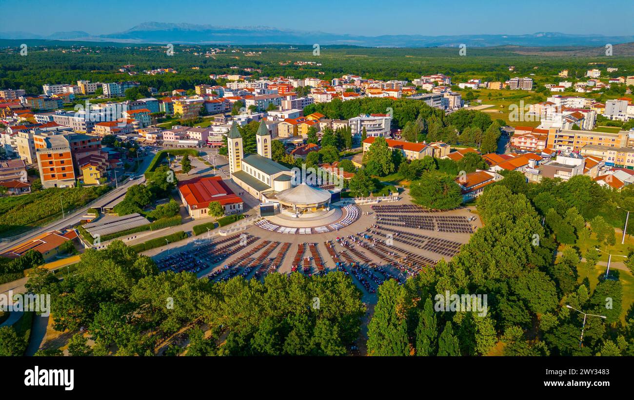 Aerial view of Medjugorje pilgrimage site in Bosnia and Herzegovina ...