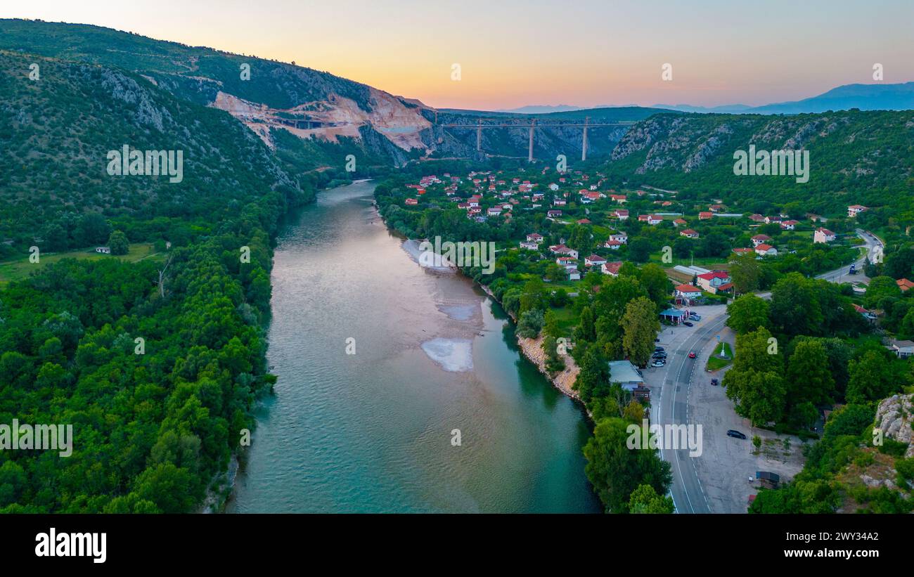 Panorama view of Neretva river valley in Bosnia and Herzegovina Stock ...