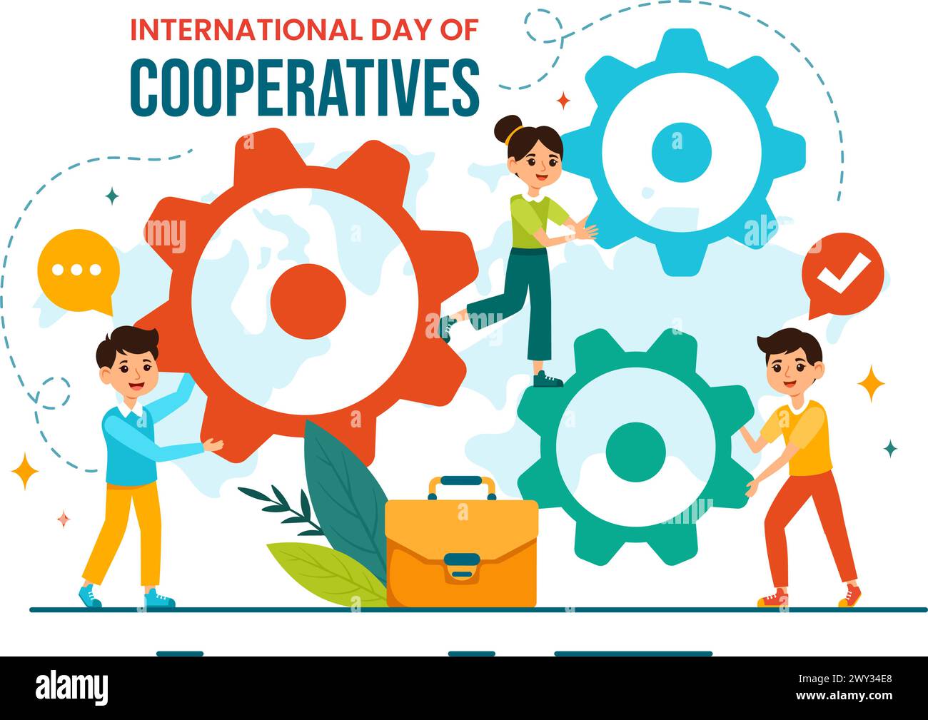 International Day of Cooperatives Vector Illustration on 6 July with ...