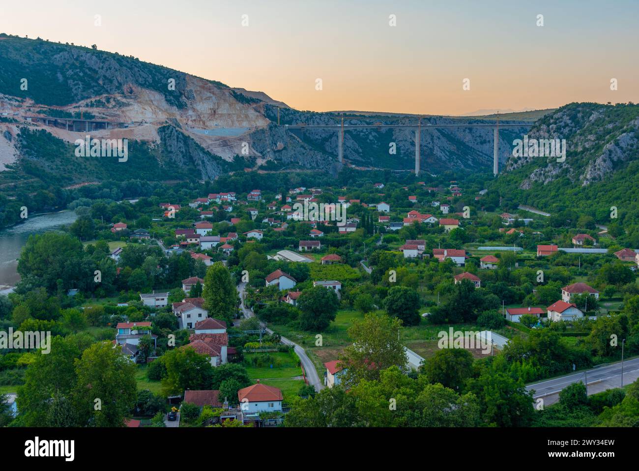Sunset view of Pocitelj bridge in Bosnia and Herzegovina Stock Photo ...