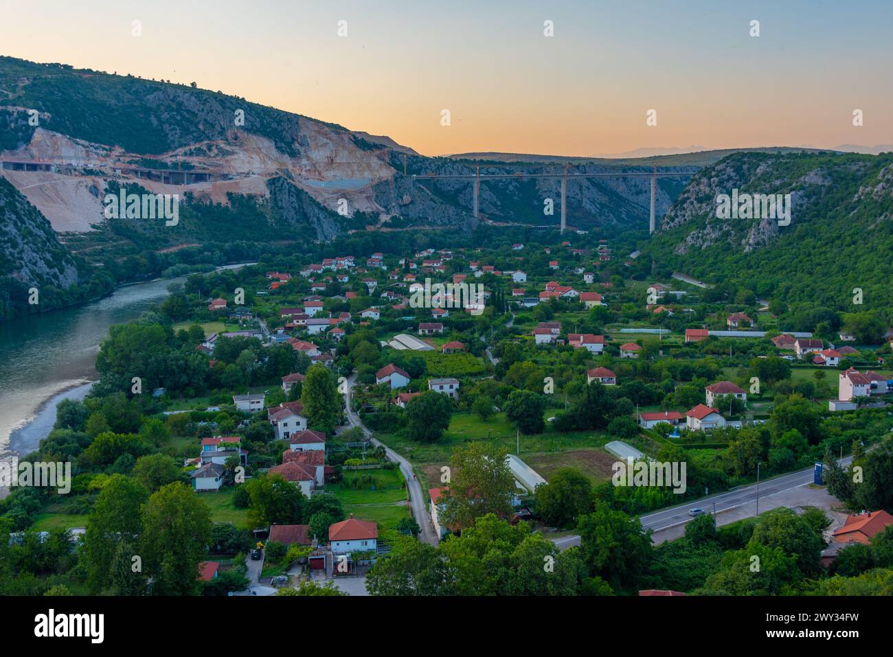 Sunset view of Pocitelj bridge in Bosnia and Herzegovina Stock Photo ...
