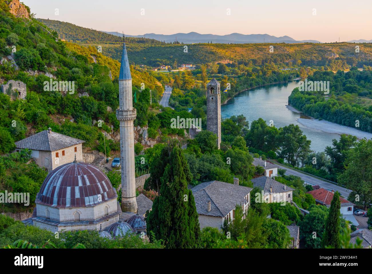 Sisman Pasha Ibrahim mosque in Pocitelj, Bosnia and Herzegovina Stock ...