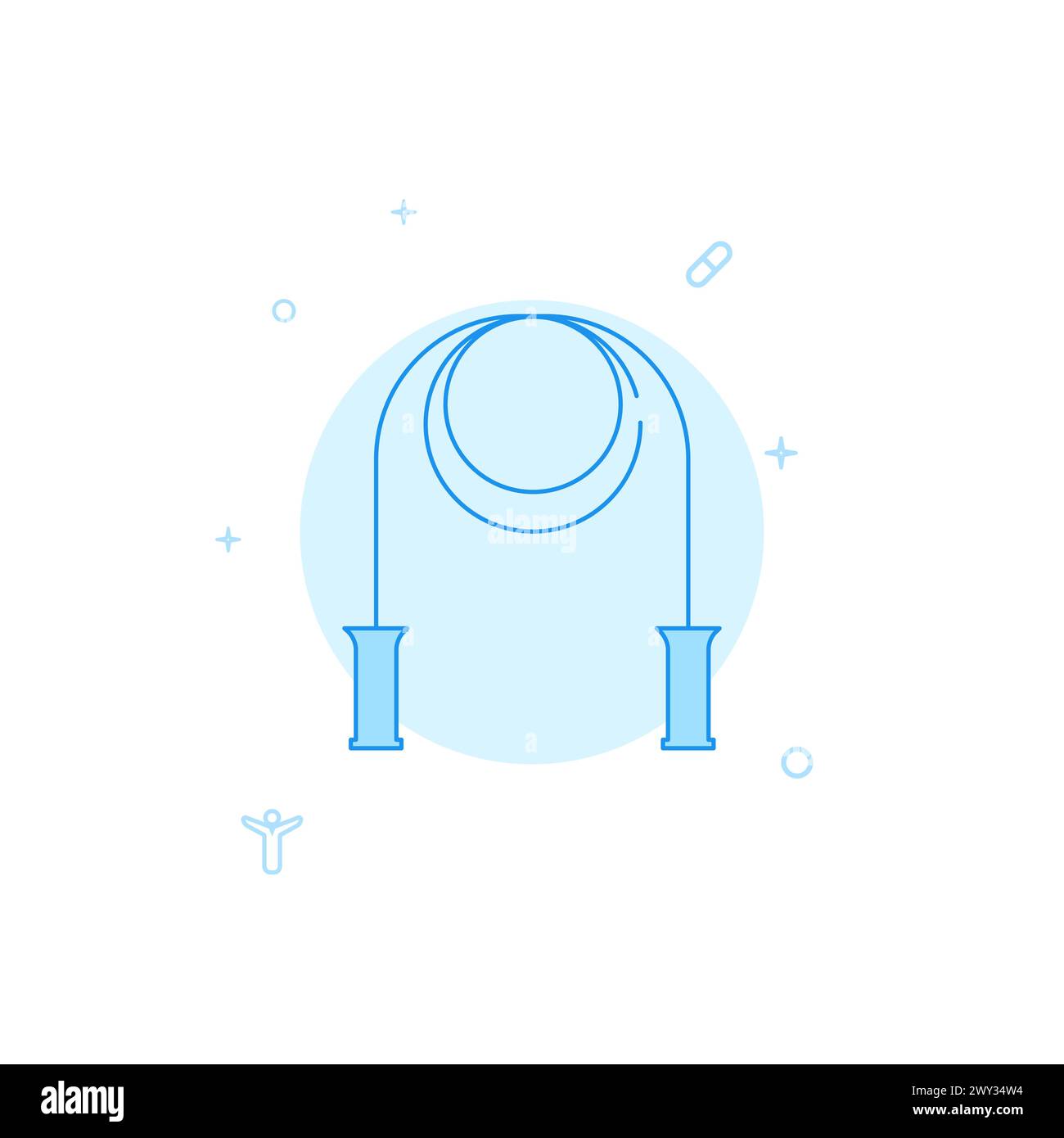 Jump ropes vector icon. Flat illustration. Filled line style. Blue ...