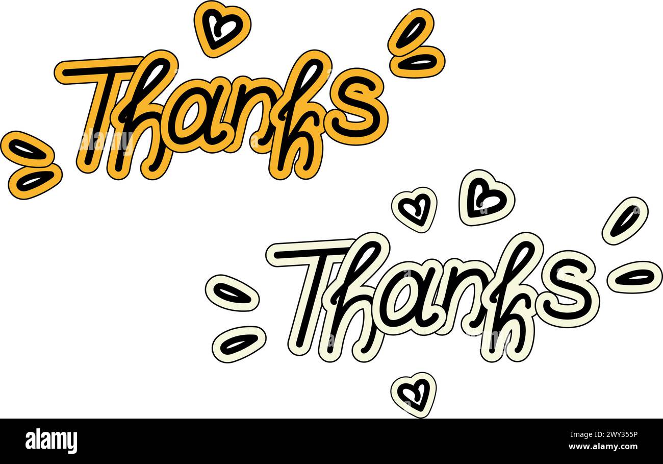 Thanks. Hand drawn lettering for Thanksgiving Day with hearts shapes ...