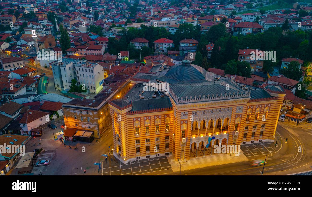 Sunrise view of Sarajevo city hall in Bosnia and Herzegovina Stock ...