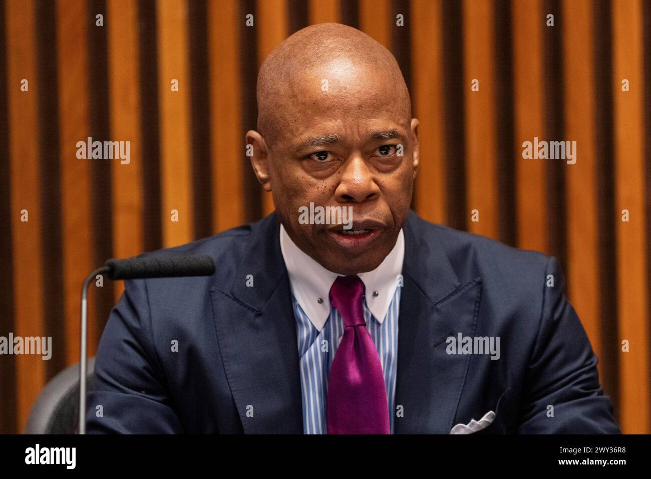 New York, New York, USA. 3rd Apr, 2024. Mayor Eric Adams speaks during ...