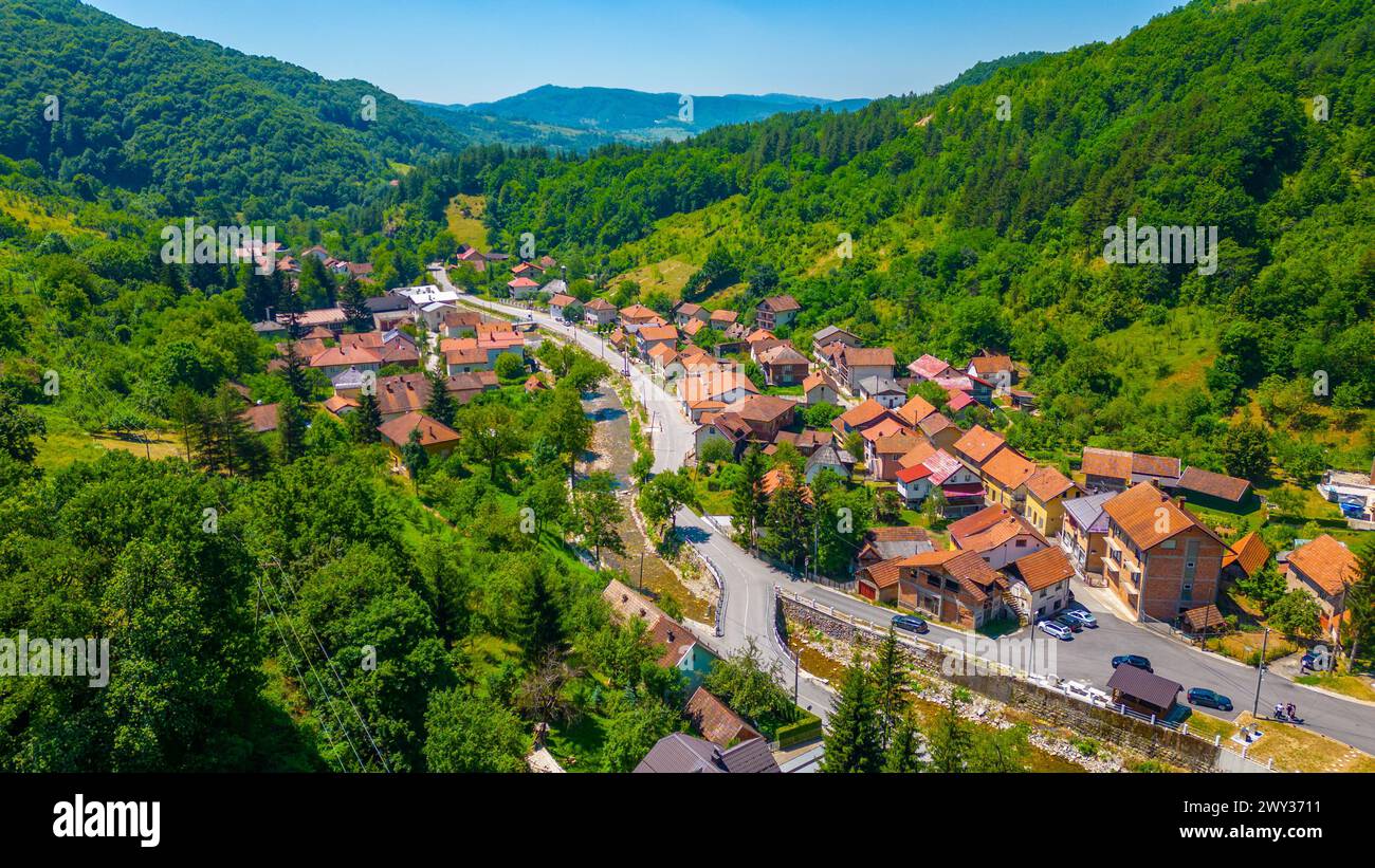 Aerial view of Kraljeva Sutjeska village in Bosnia and Herzegovina ...