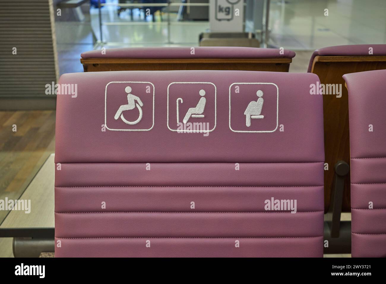 Disabled Handicap sign on a chair reserved for people with disabilities ...