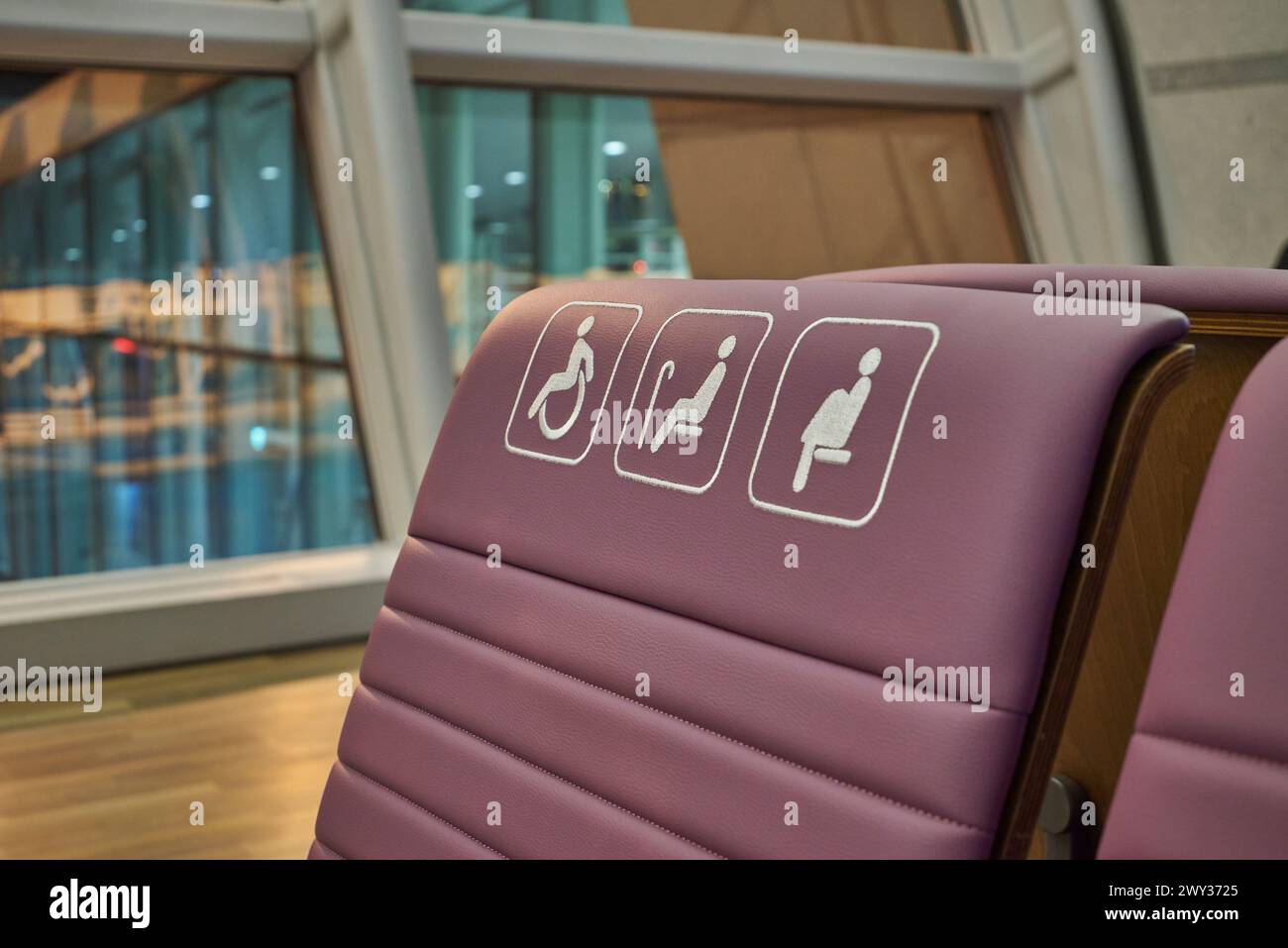 Disabled Handicap sign on a chair reserved for people with disabilities ...