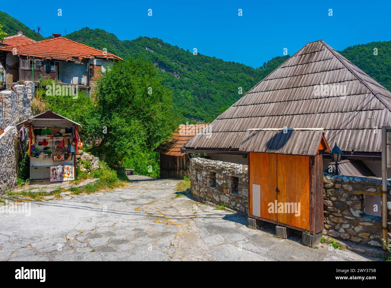 Historical houses in Bosnian village Vranduk Stock Photo - Alamy