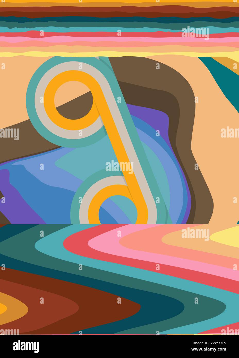 Retro 70s Background. Groovy abstract 1970s art template. Vintage ...