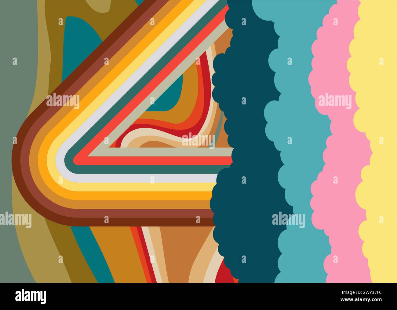 Retro 70s Background. Groovy abstract 1970s art template. Vintage ...