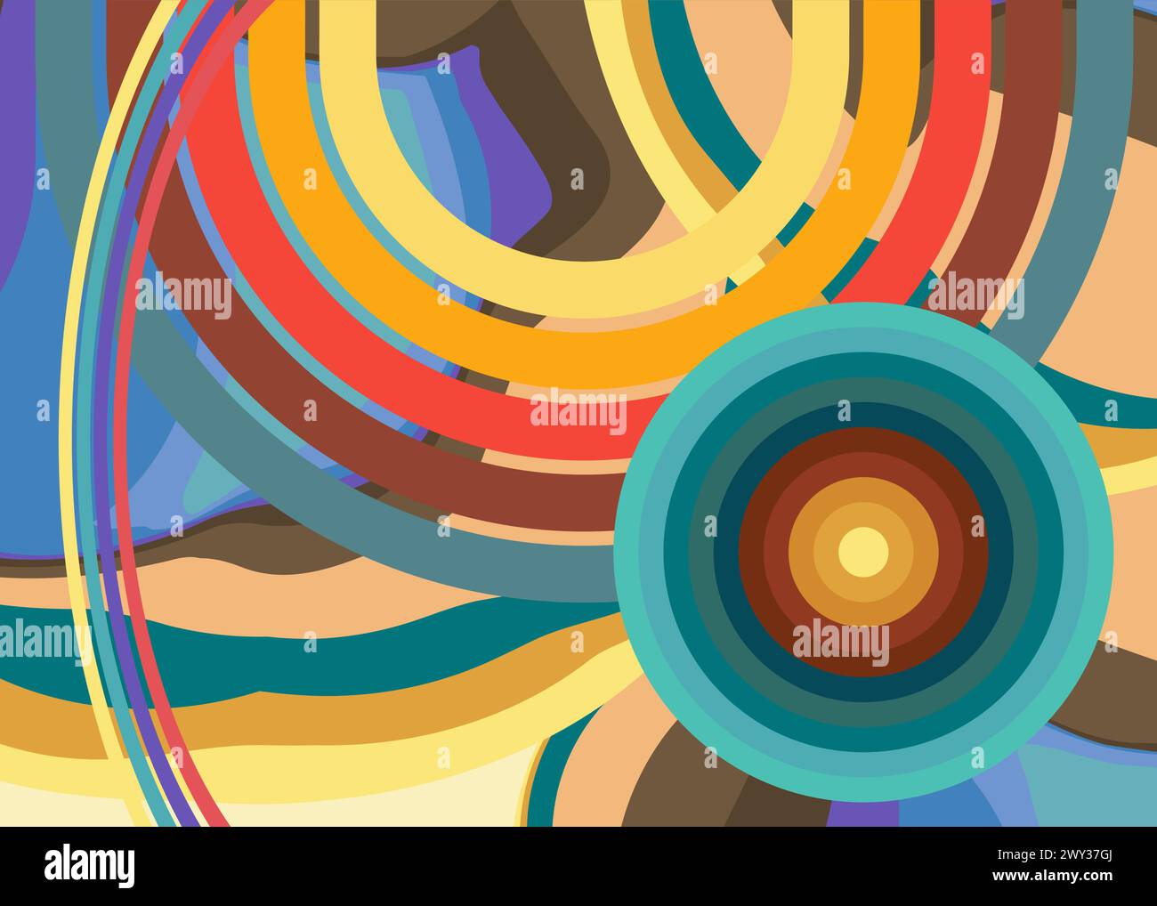 Retro 70s Background. Groovy abstract 1970s art template. Vintage ...