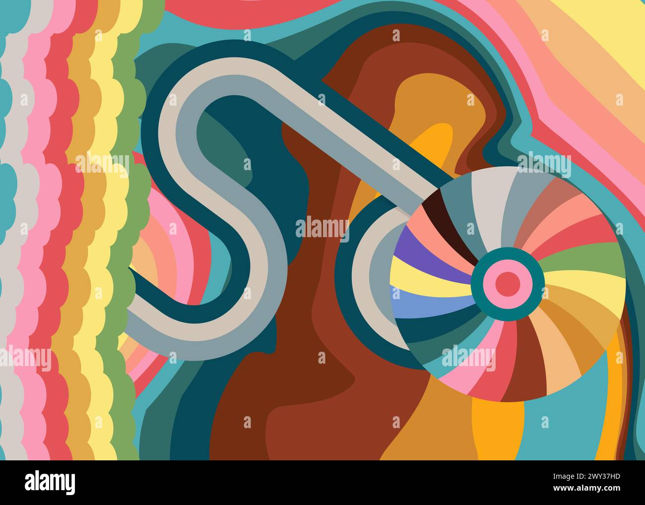 Retro 70s Background. Groovy abstract 1970s art template. Vintage ...