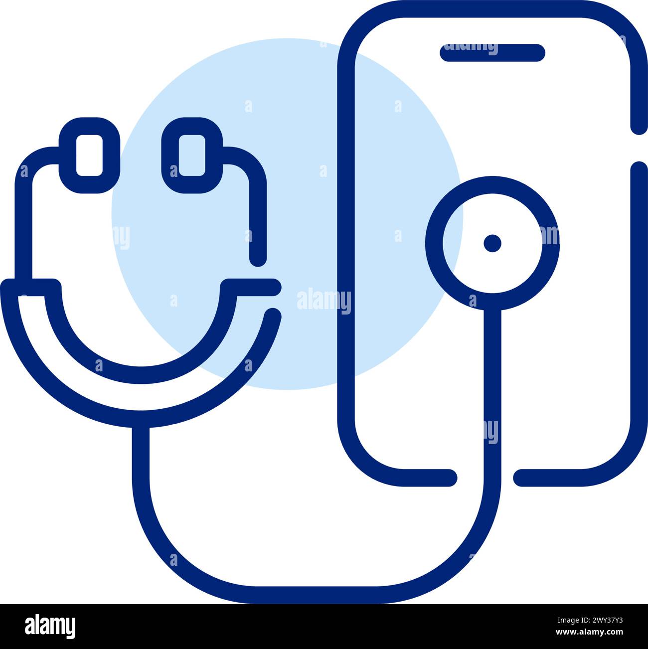 Telemedicine. Stethoscope with phone icon. Online medical consultations ...