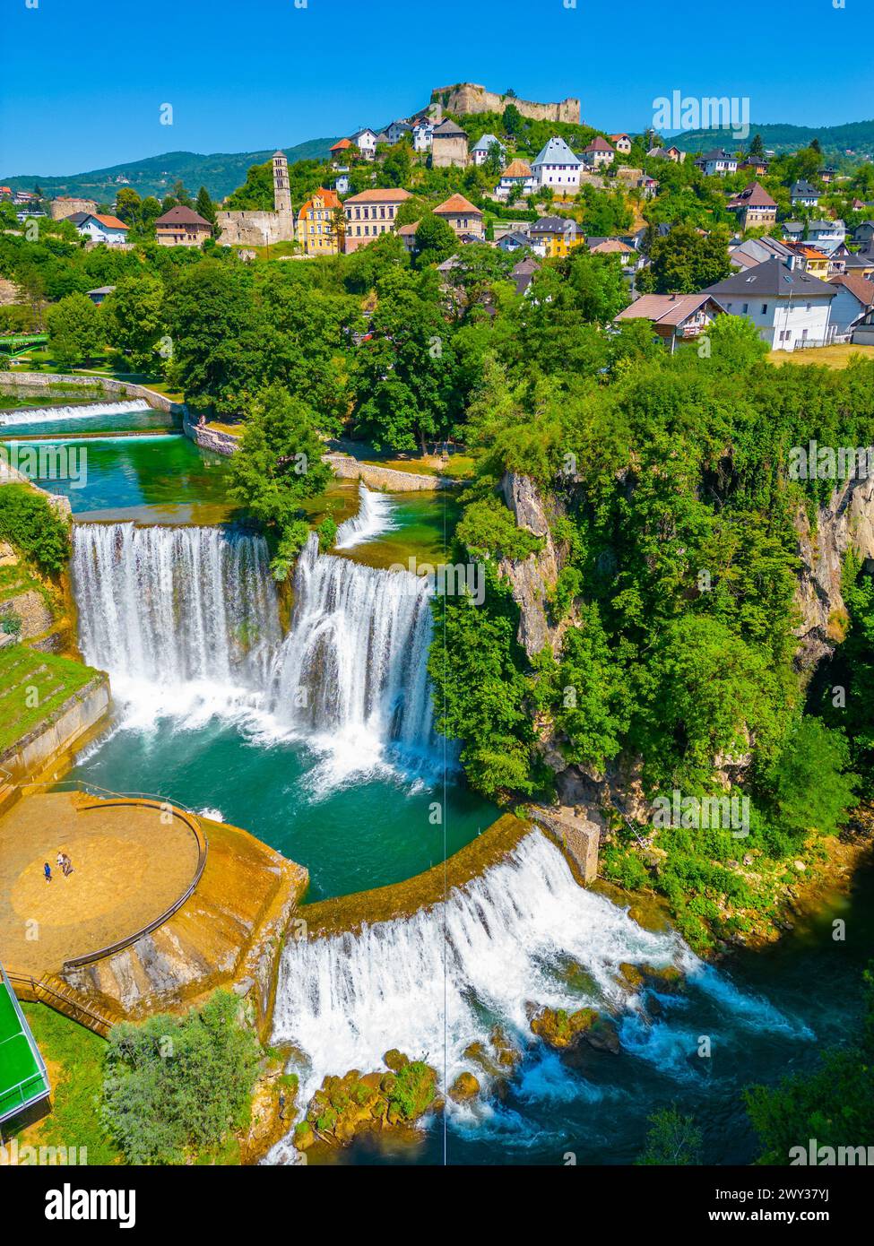 Panorama of Bosnian town Jajce Stock Photo - Alamy
