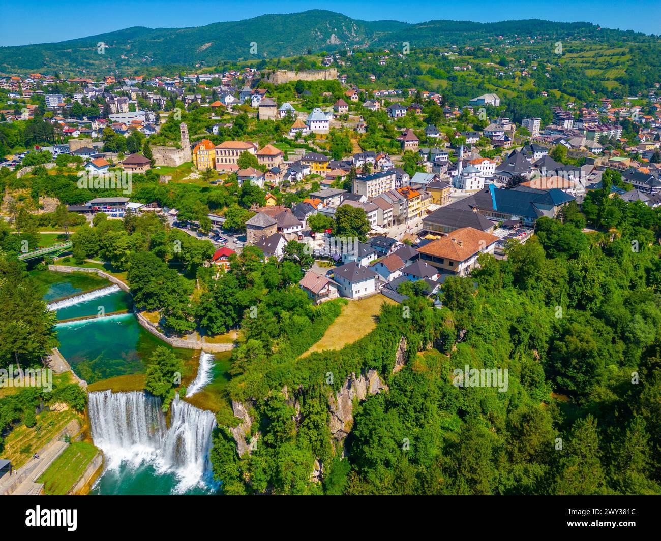 Panorama of Bosnian town Jajce Stock Photo - Alamy