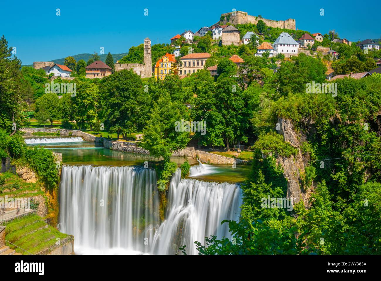 Panorama of Bosnian town Jajce Stock Photo - Alamy