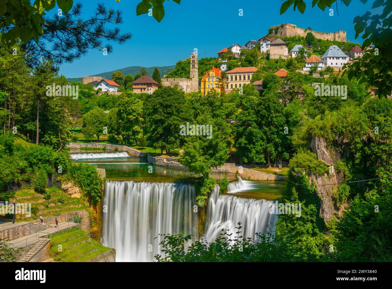 Panorama of Bosnian town Jajce Stock Photo - Alamy