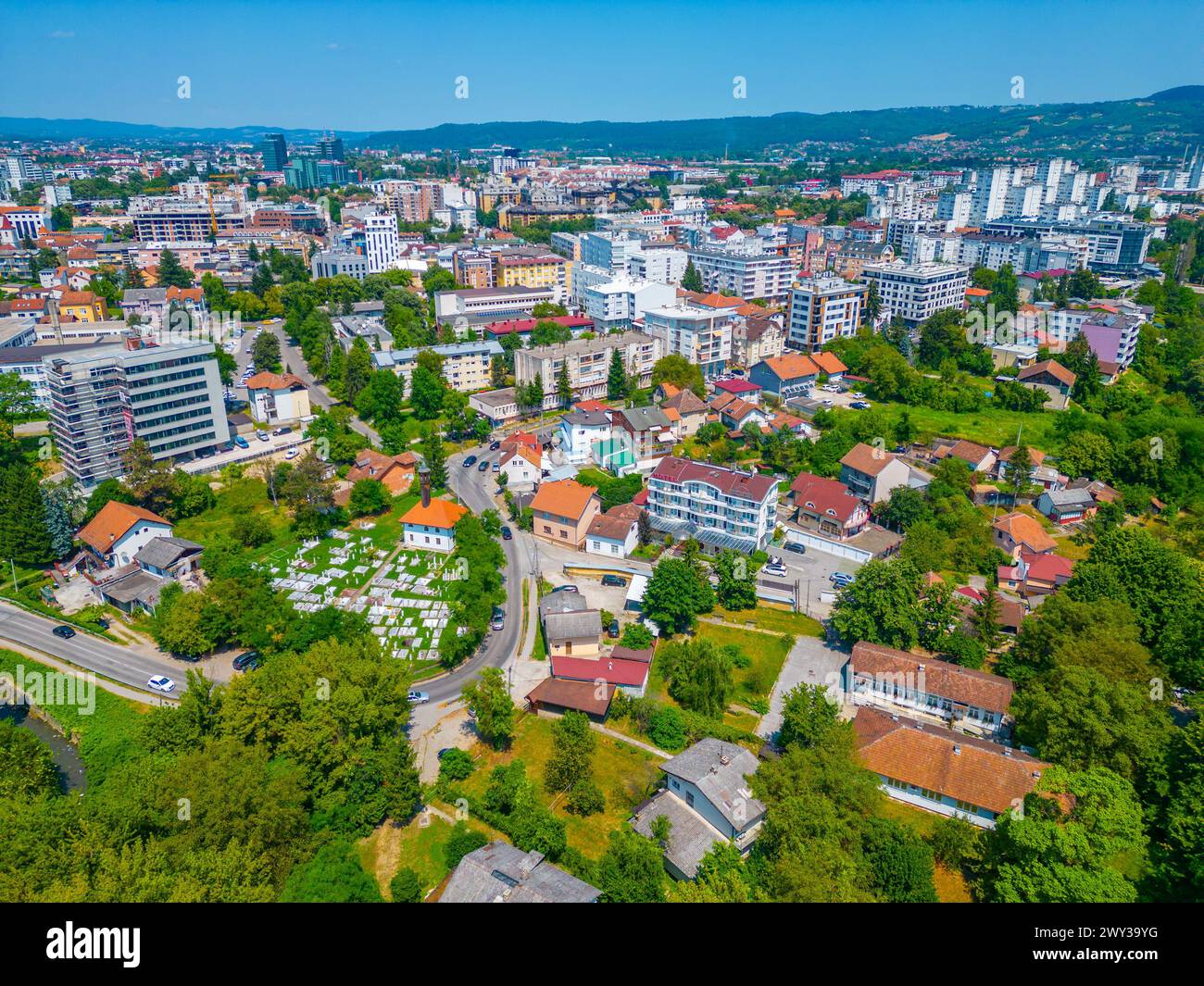 Panorama view of the city center of Banja Luka, Bosnia and Herzegovina ...