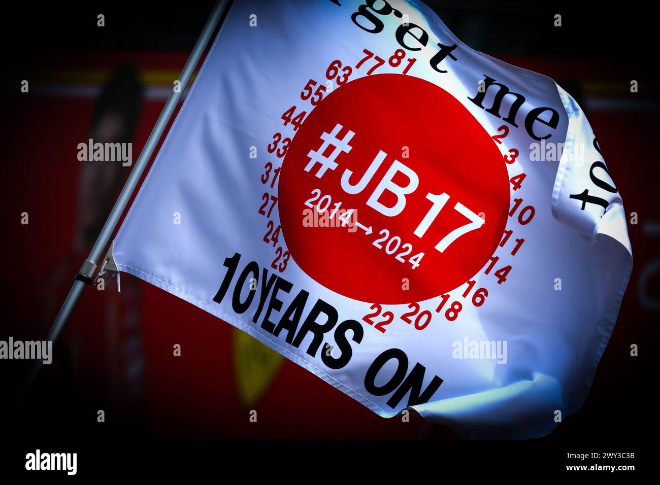 Suzuka, Japan. 04th Apr, 2024. Circuit atmosphere - flag pays tribute ...