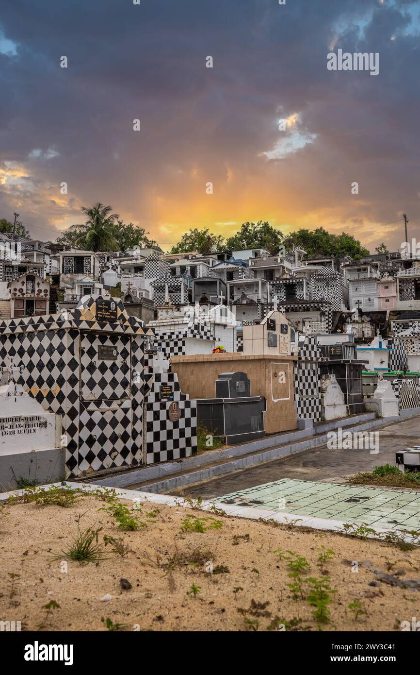 Famous cemetery, many mausoleums or large tombs decorated with tiles ...