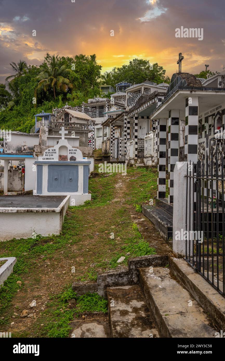 Famous cemetery, many mausoleums or large tombs decorated with tiles ...