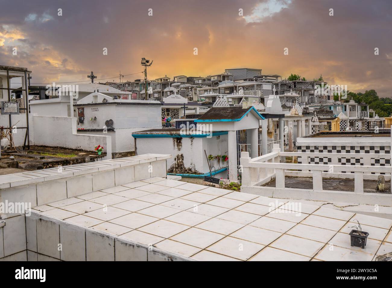 Famous cemetery, many mausoleums or large tombs decorated with tiles ...