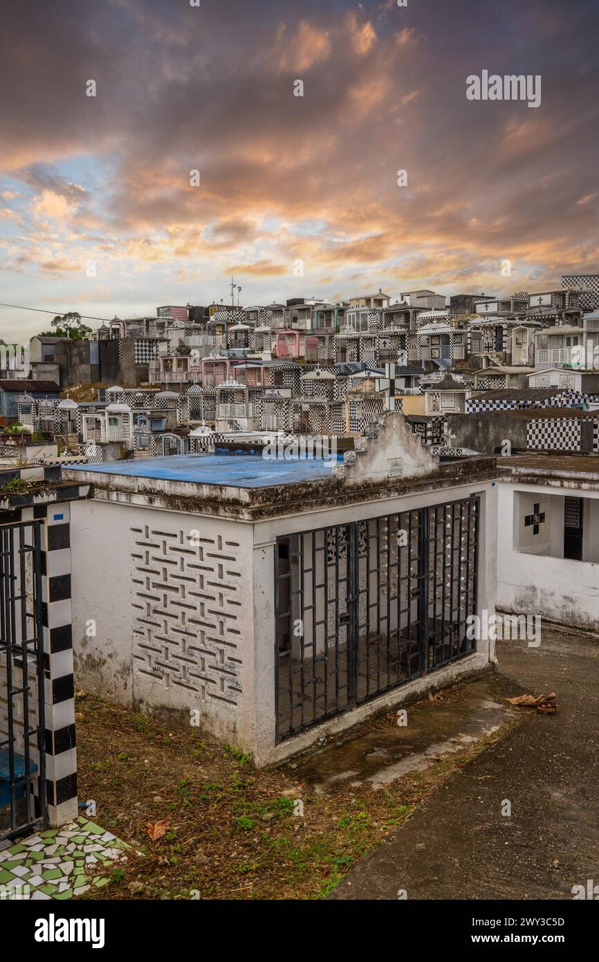 Famous cemetery, many mausoleums or large tombs decorated with tiles ...