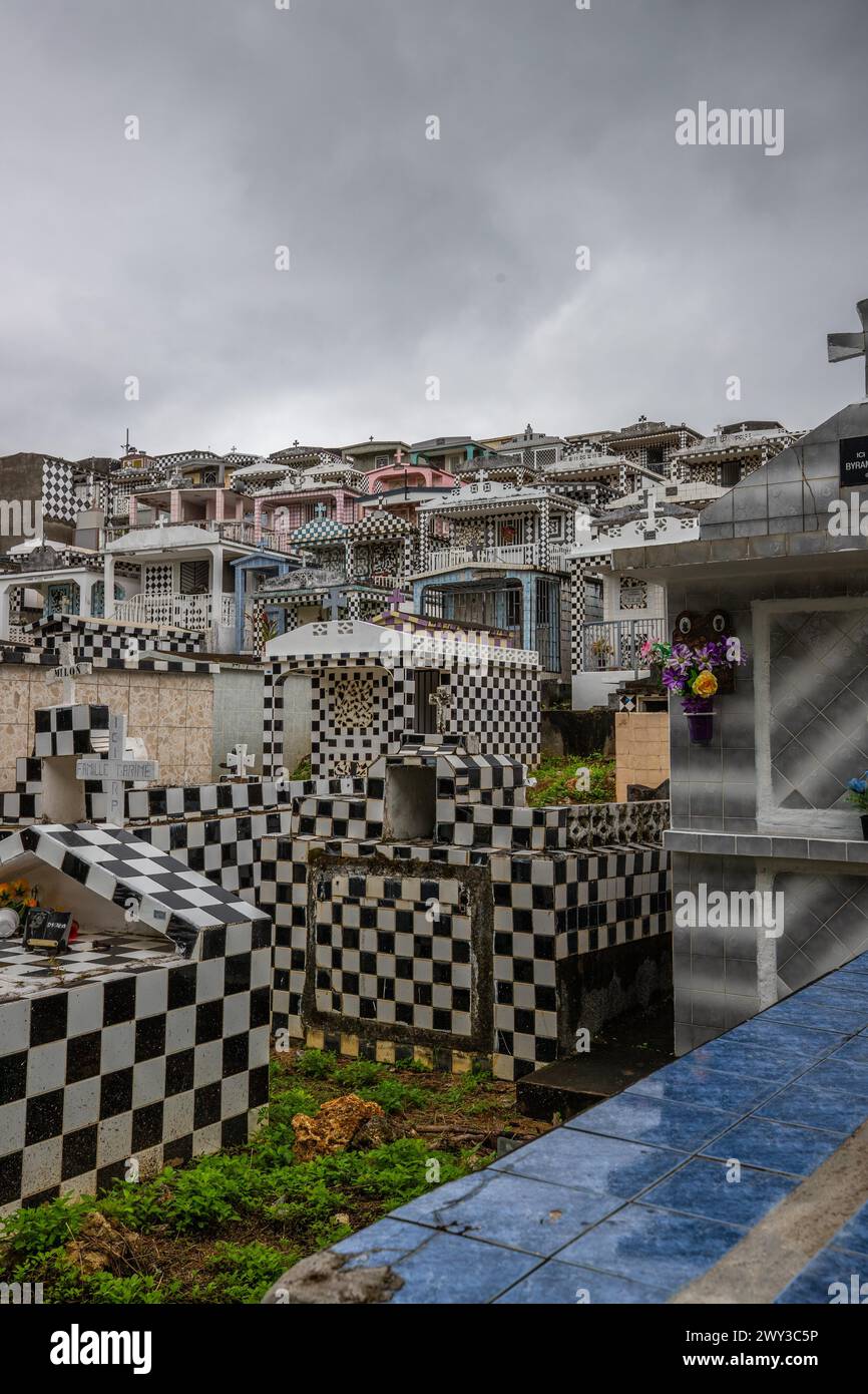 Famous cemetery, many mausoleums or large tombs decorated with tiles ...