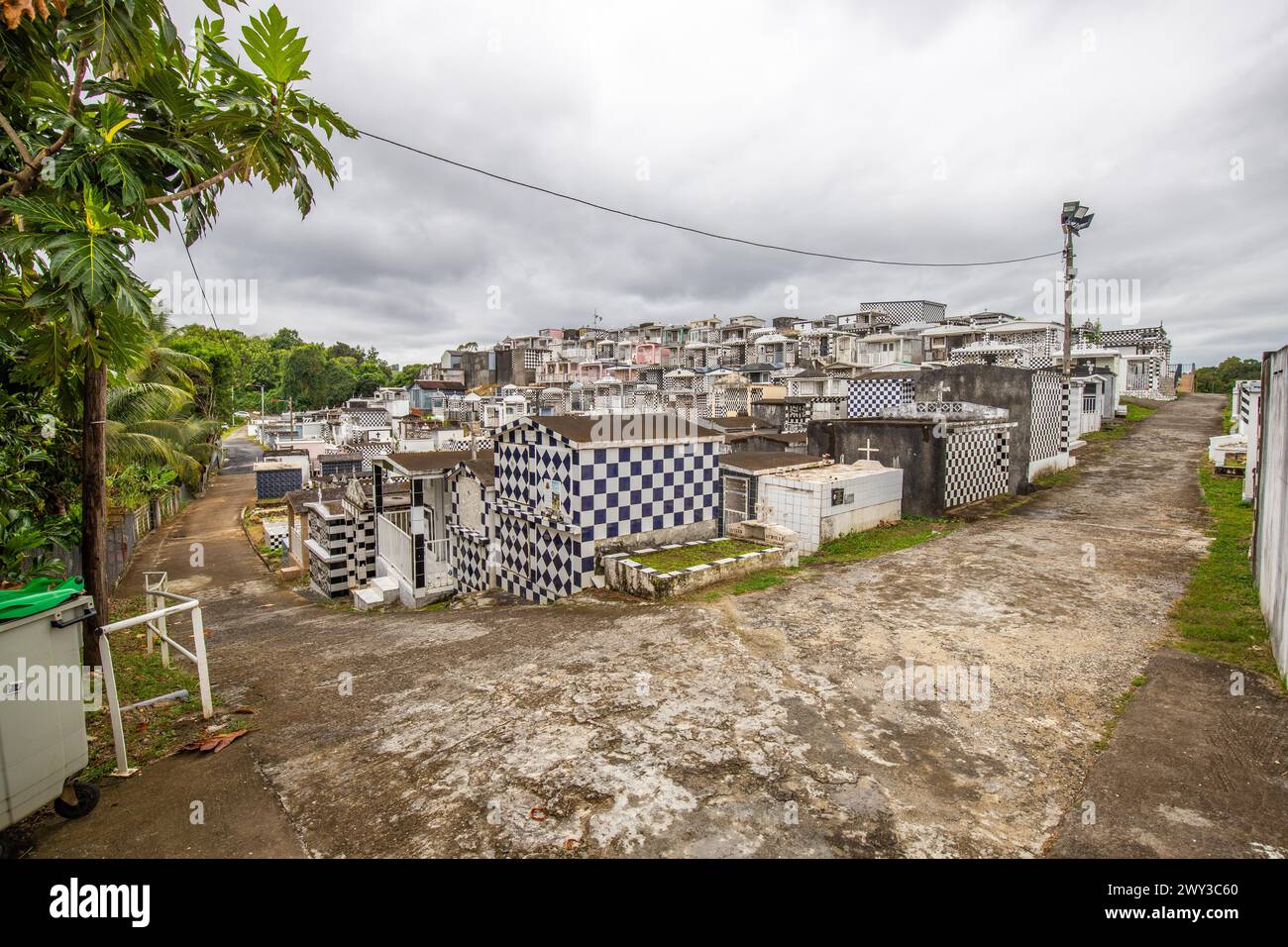 Famous cemetery, many mausoleums or large tombs decorated with tiles ...