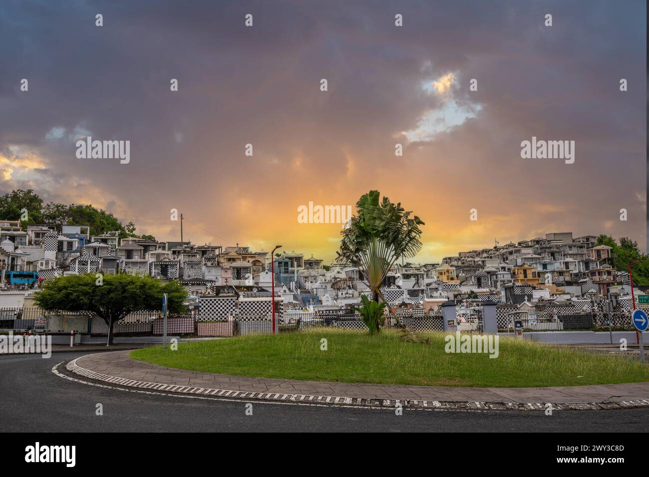 Famous cemetery, many mausoleums or large tombs decorated with tiles ...