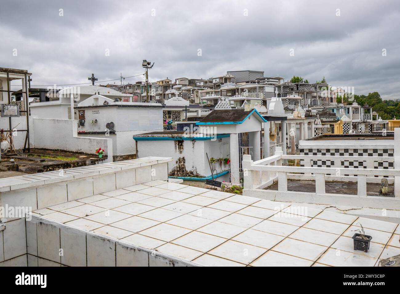 Famous cemetery, many mausoleums or large tombs decorated with tiles ...