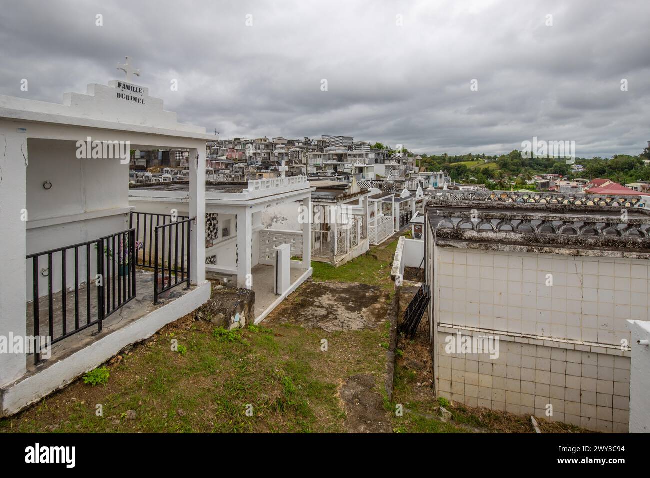 Famous cemetery, many mausoleums or large tombs decorated with tiles ...
