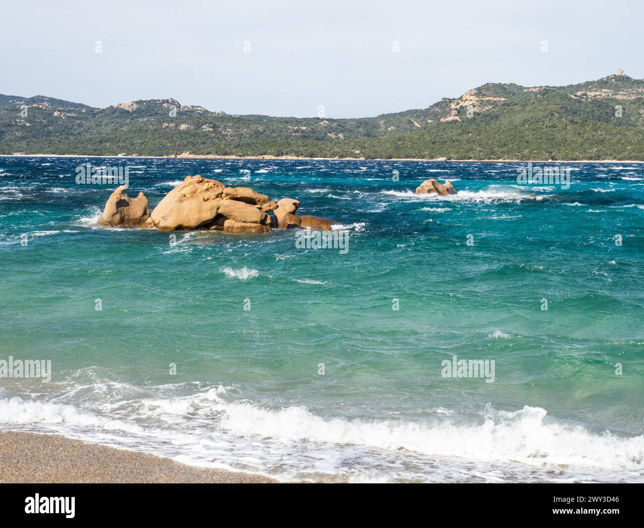Rock formation in the sea, Spiaggia Capriccioli, Costa Smeralda ...