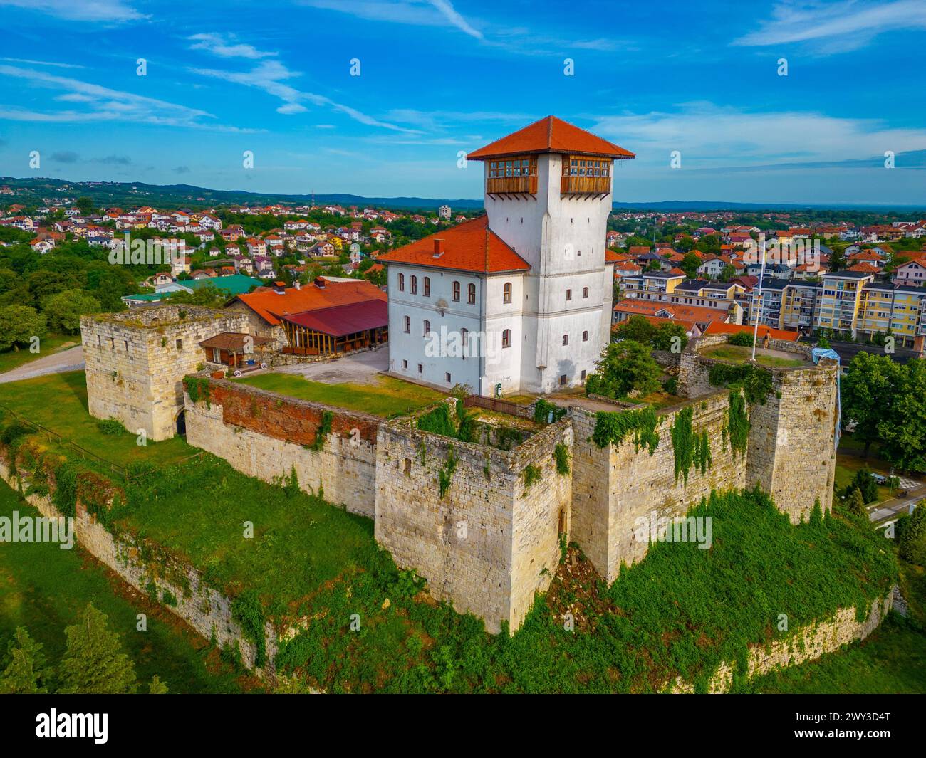 Gradacac castle overlooking the town in Bosnia and Herzegovina Stock ...