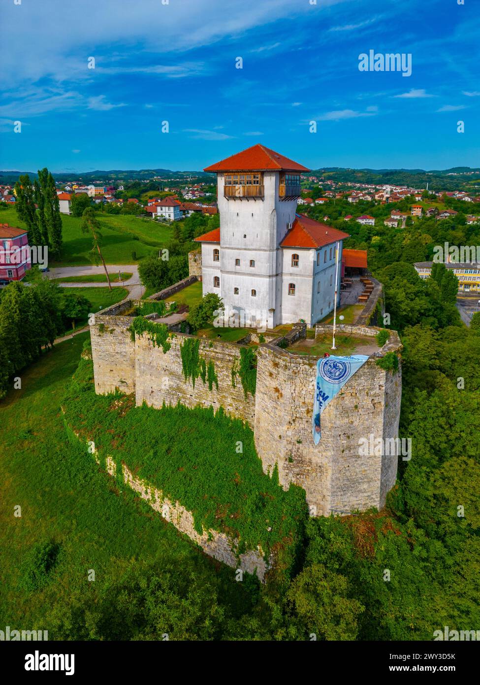 Gradacac castle overlooking the town in Bosnia and Herzegovina Stock ...