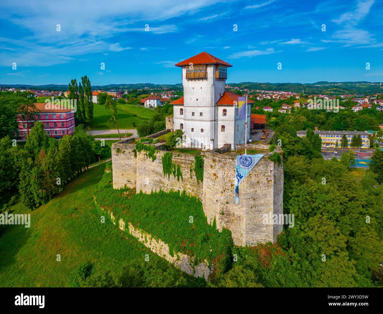 Gradacac castle overlooking the town in Bosnia and Herzegovina Stock ...