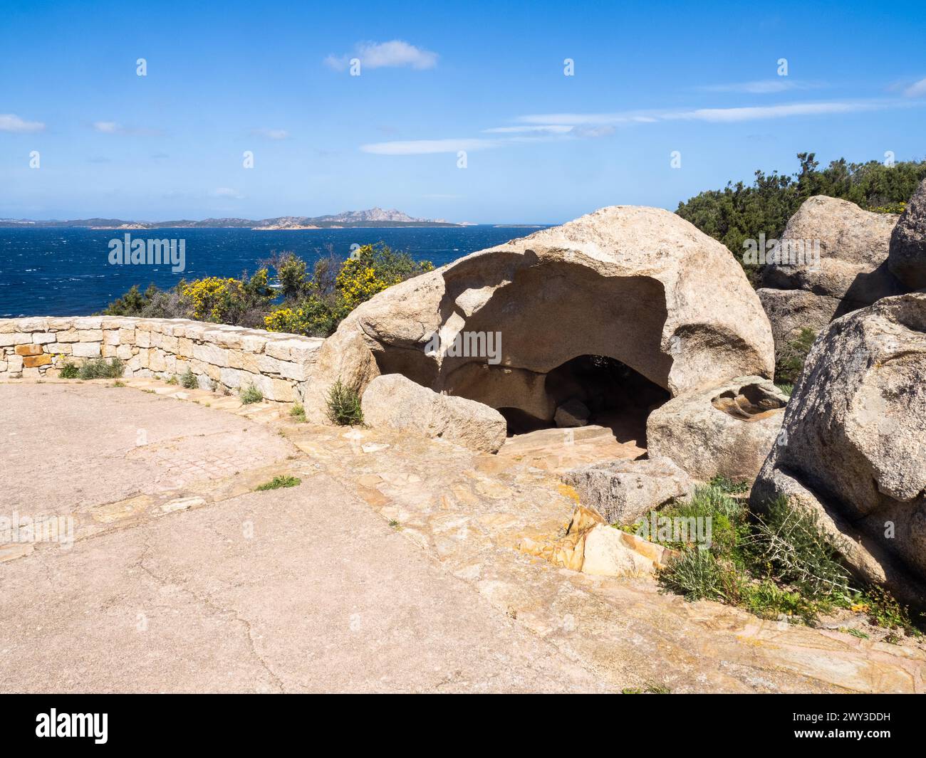 Country road, granite rock formation, Baja Sardinia, Costa Smeralda ...