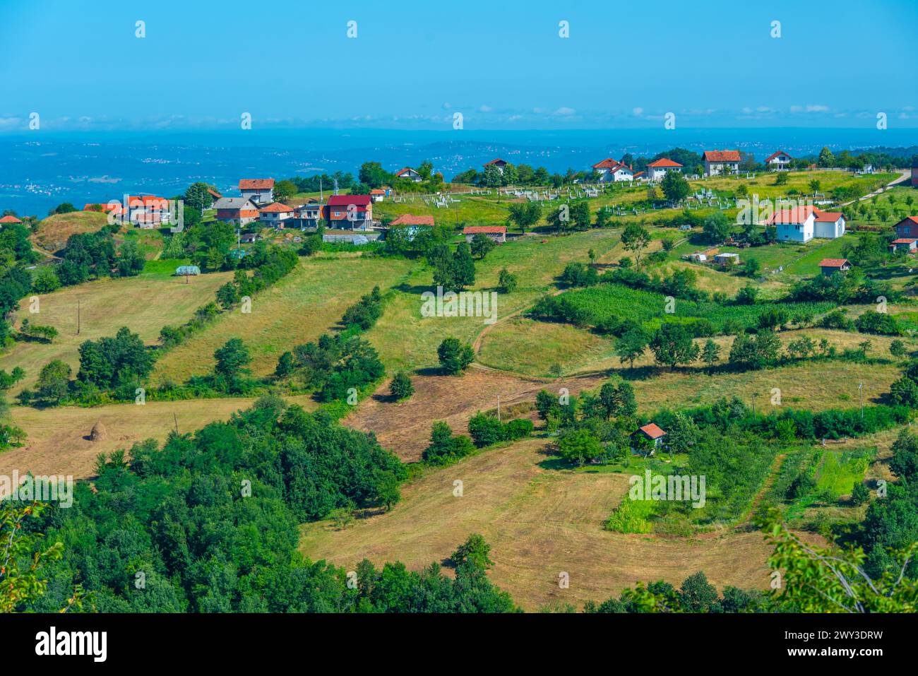 Panorama view of Bosnia countryside near Srebrenik in Bosnia and ...