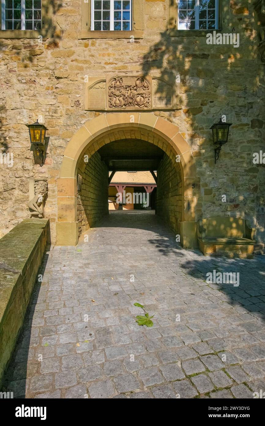 Access to the moated castle Sachsenheim, Grosssachsenheim Castle, former moated castle, archway ...