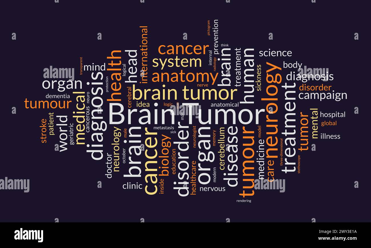 Brain Tumor word cloud template. Health and Medical awareness concept vector background Stock ...